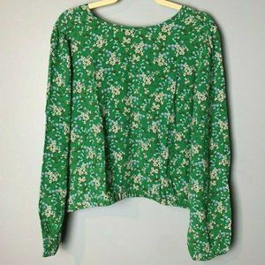 LOFT | Tops | Loft New Cropped Top Wrap Back Green Floral Xl | Poshmark